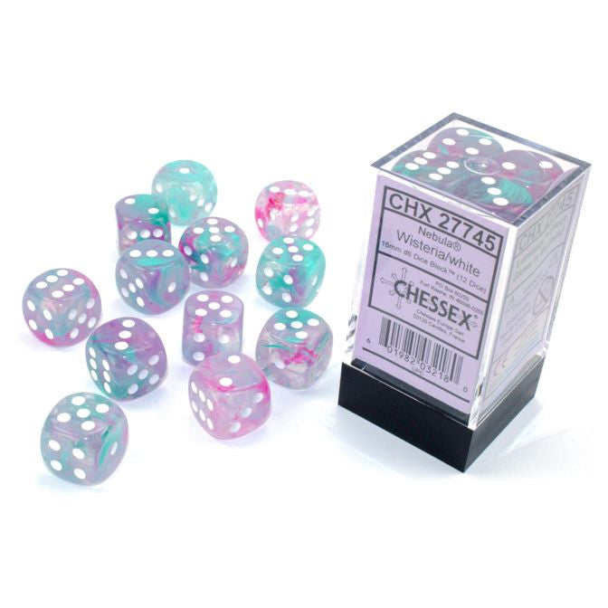 d6 Cube 16mm Luminary Nebula Wisteria with White | VGMX