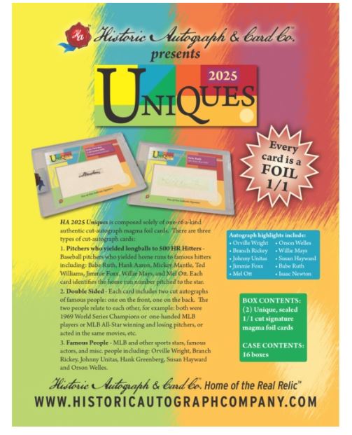 2025 Historic Autograph Uniques Hobby Box | VGMX